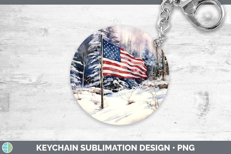 Winter Snow USA Flag Keychain Sublimation Keyring Designs