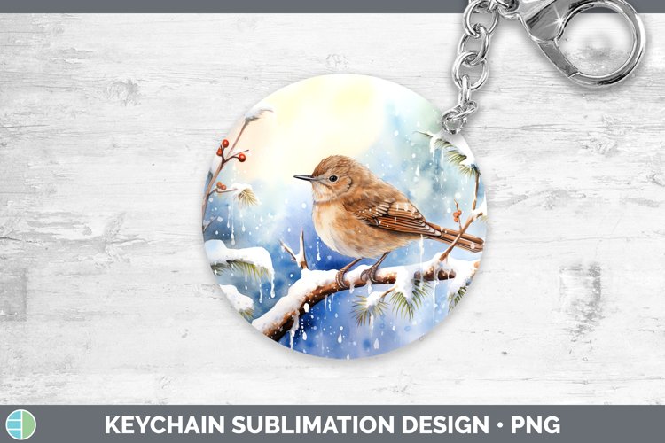 Winter Snow Wren Keychain Sublimation Keyring Designs