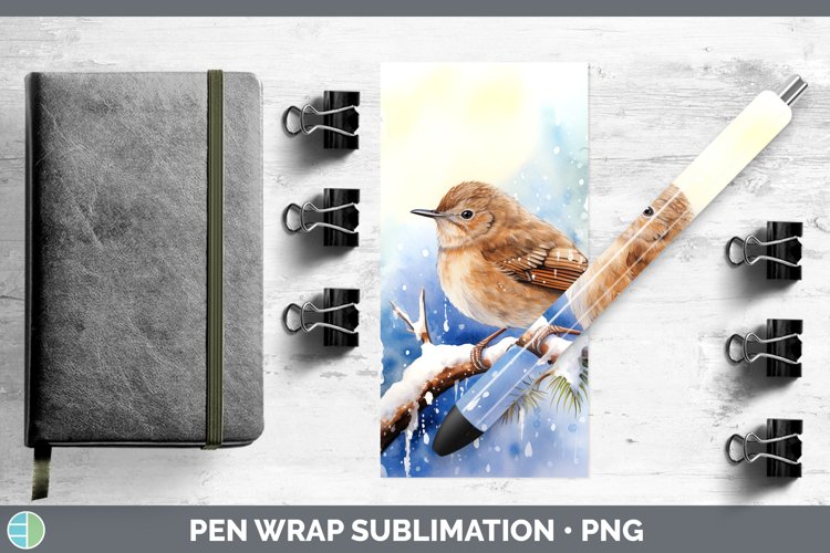 Winter Snow Wren Pen Wrap Sublimation Epoxy Pen Designs