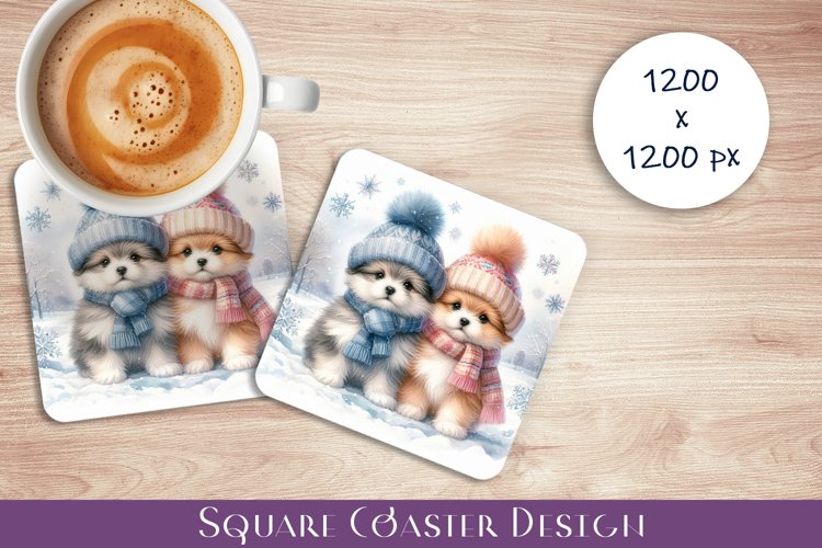 Cute dogs Coaster Design. Winter Coaster (4174883)