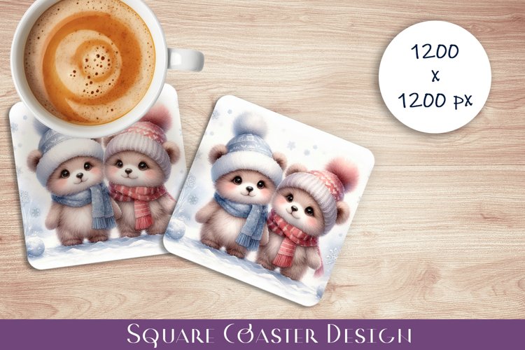 Cute Bears Coaster Design. Winter Bears Coaster (4154764)