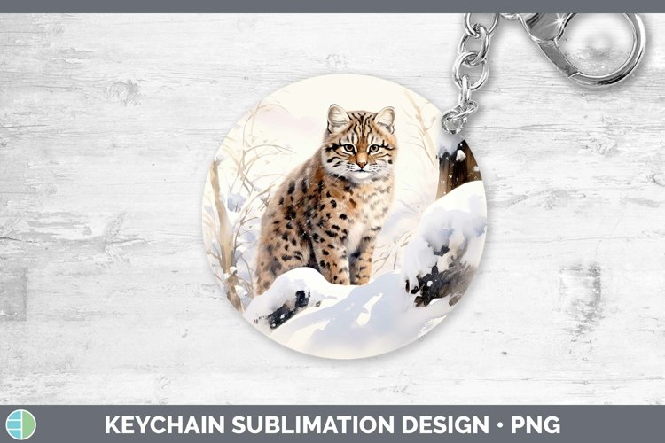 Winter Wild Cats Geoffroys Cat Keychain Sublimation Keyring