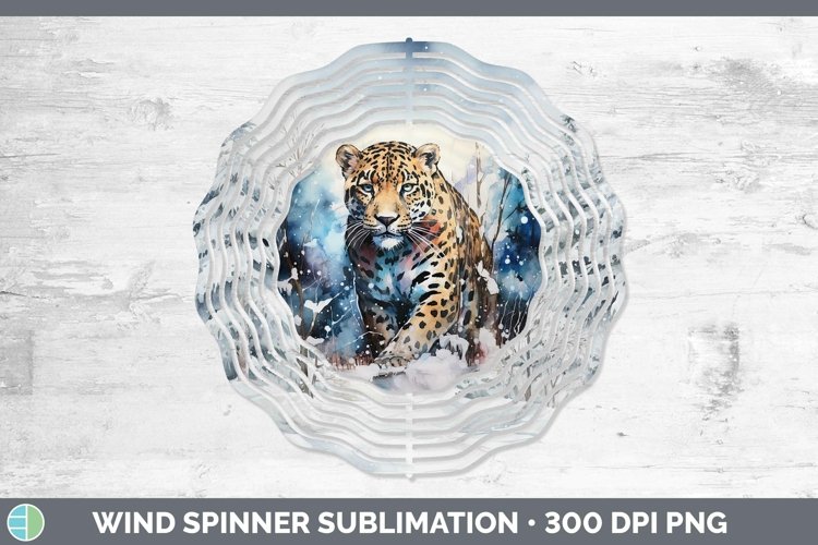 Winter Wild Cats Jaguar Wind Spinner Sublimation Spinner Des