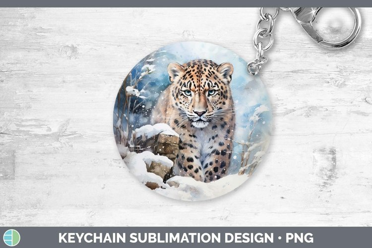 Winter Wild Cats Leopard Keychain Sublimation Keyring Design