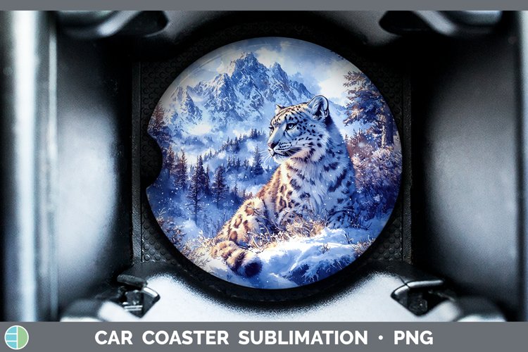 Winter Wild Cats Leopard Snow Car Coaster Sublimation Coaste