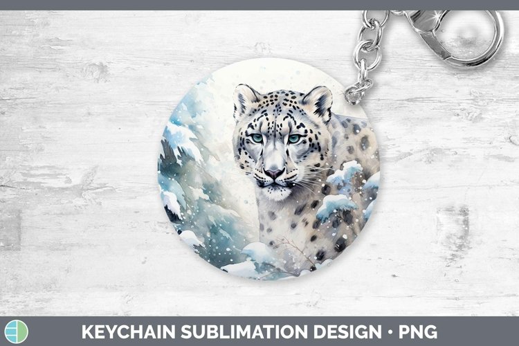 Winter Wild Cats Leopard Snow Keychain Sublimation Keyring D