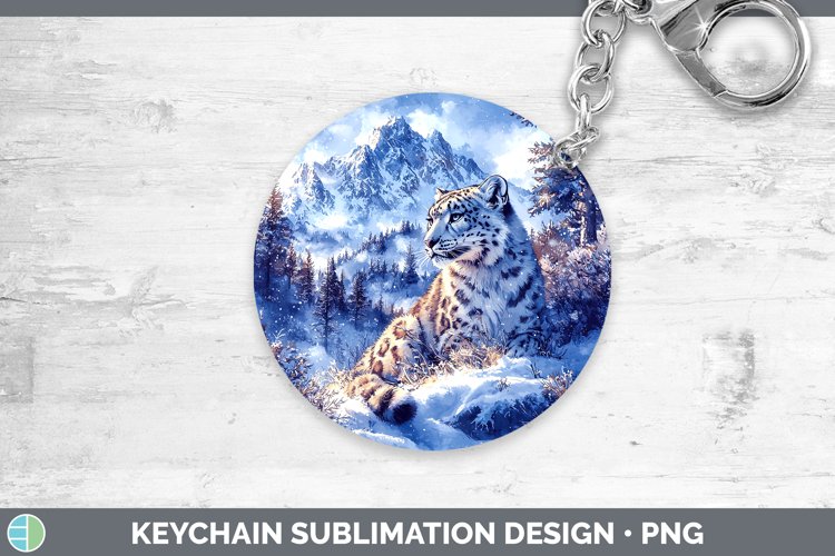 Winter Wild Cats Leopard Snow Keychain Sublimation Keyring D