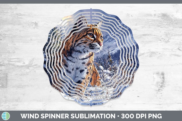 Winter Wild Cats Ocelot Wind Spinner Sublimation Spinner Des