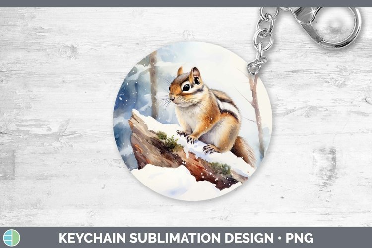 Winter Woodland Animals Chipmunk Keychain Sublimation Keyrin