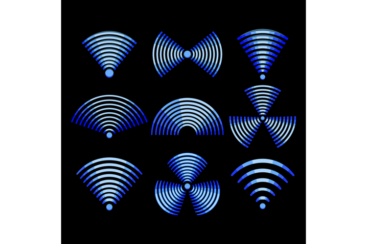 wireless signal wave set cartoon