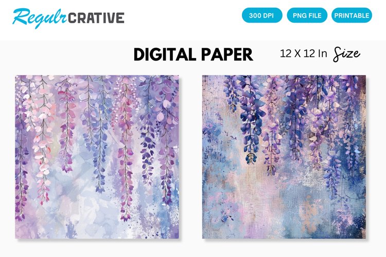 Wisteria Blooms Digital Paper, Wisteria Blooms Background
