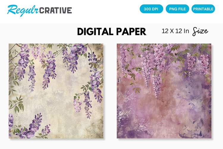 Wisteria Blooms Digital Paper, Wisteria Blooms Background