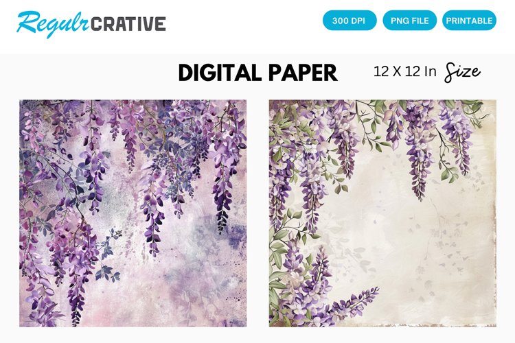 Wisteria Blooms Digital Paper, Wisteria Blooms Background