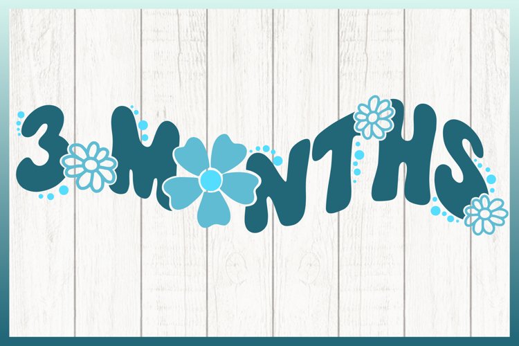 Baby 3 Month Milestone SVG - Wavy Text SVG - Three Month SVG