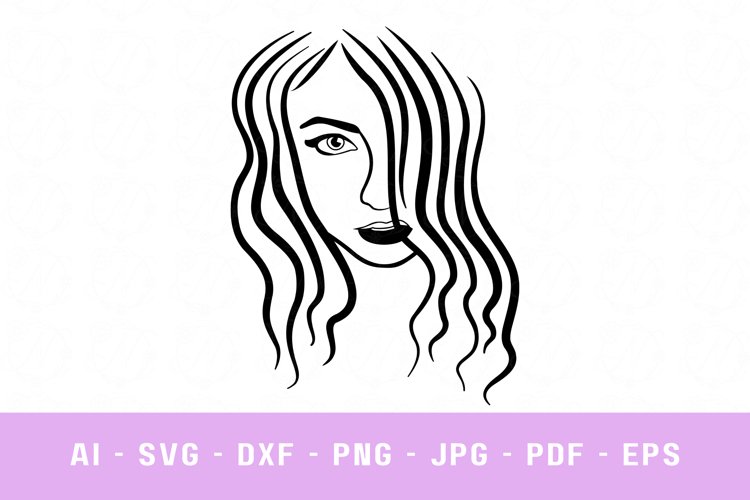 Woman face line art SVG, line drawing face, woman line art