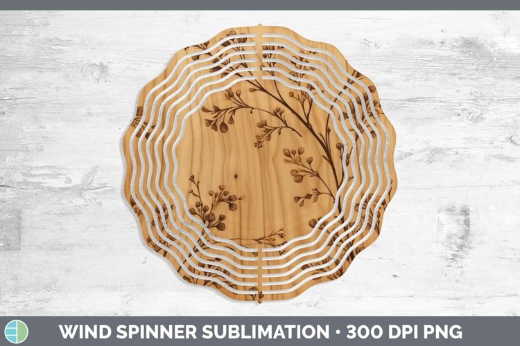 Wood Burned Flowers Acacia Wind Spinner Sublimation Spinner