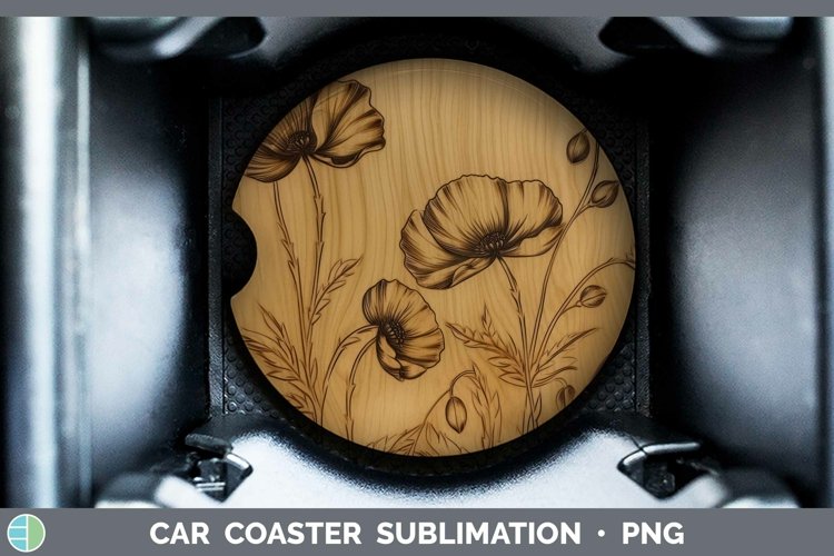 Wood Burned Flowers Buttercup Car Coaster Sublimation Coaste