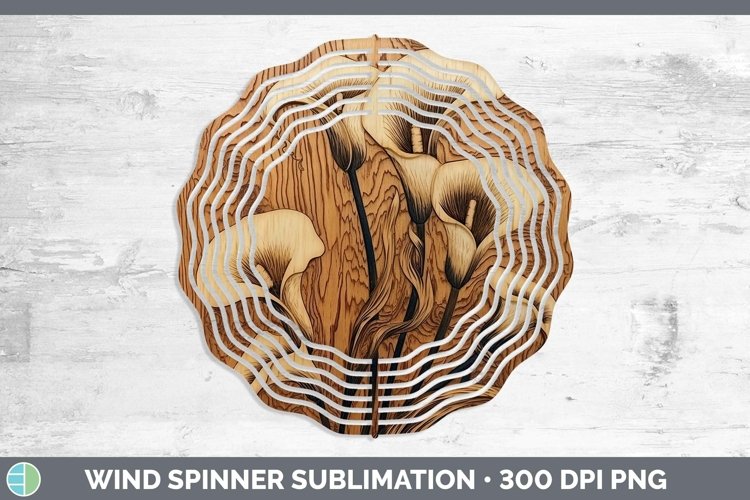 Wood Burned Flowers Calla Lily Wind Spinner Sublimation Spin