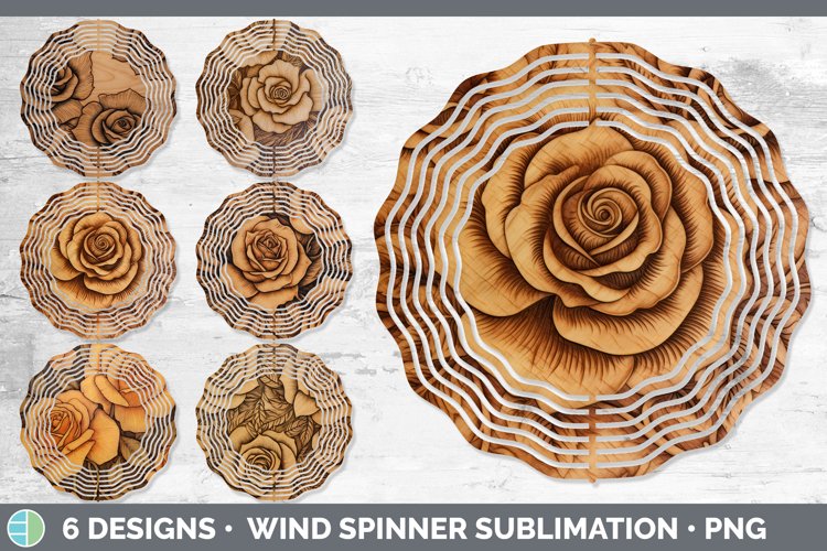 Wood Burned Rose Flowers Wind Spinner | Sublimation Spinner