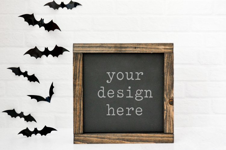 Square Wood Sign Halloween Mockup| Add SVG Add (2042544)