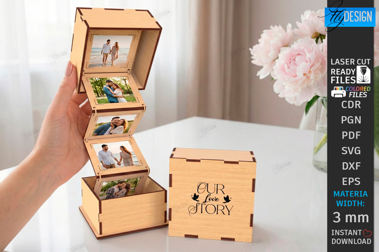 Love Photo Memory Box Laser Cut | Romantic Folding (6508066)