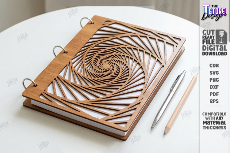 Notebook Cover Laser Cut | Floral and Geometric (6551314)
