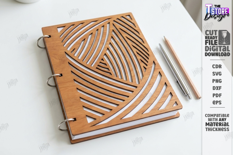 Notebook Cover Laser Cut | Floral and Geometric (6551295)