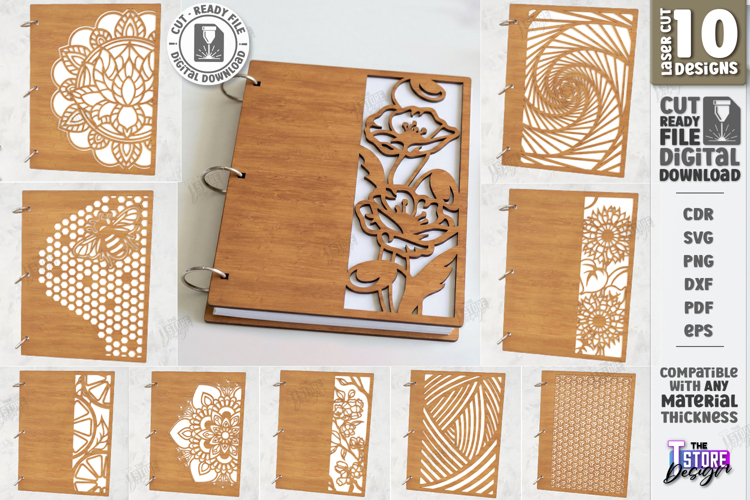 Notebook Covers Laser Cut Bundle | Floral and Geometric SVG
