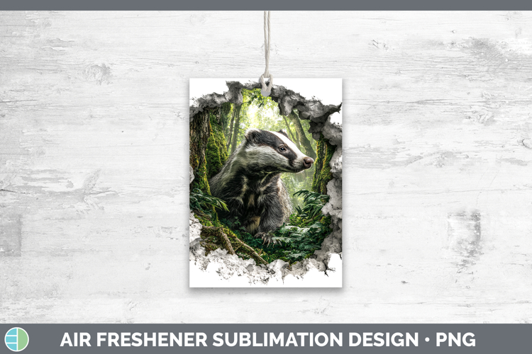 Badger Woodland 3D Hole Air Freshener Sublimation Design