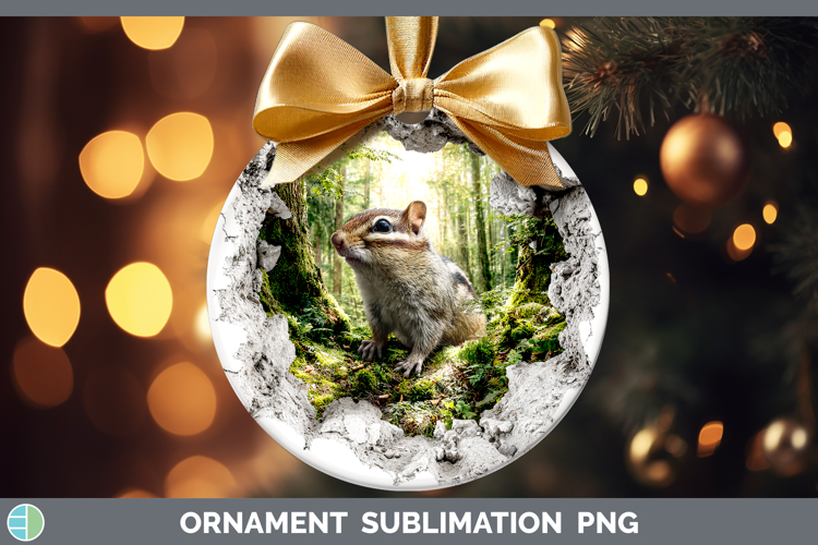 Chipmunk Woodland 3D Hole Ornament Sublimation Design