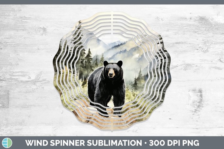 Woodland Animals Black Bear Wind Spinner Sublimation Spinner