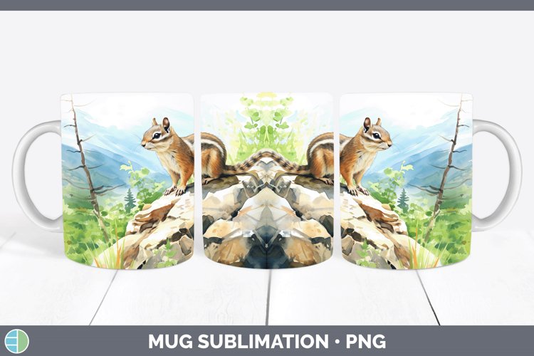Woodland Animals Chipmunk Mug Wrap Sublimation Coffee Cup De