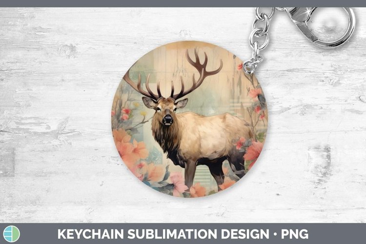 Woodland Animals Elk Keychain Sublimation Keyring Designs