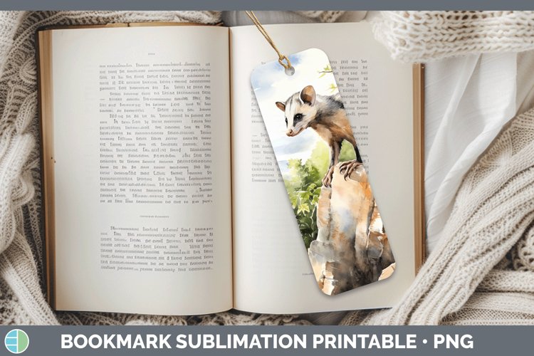 Woodland Animals Opossum Bookmark Sublimation Printable Desi