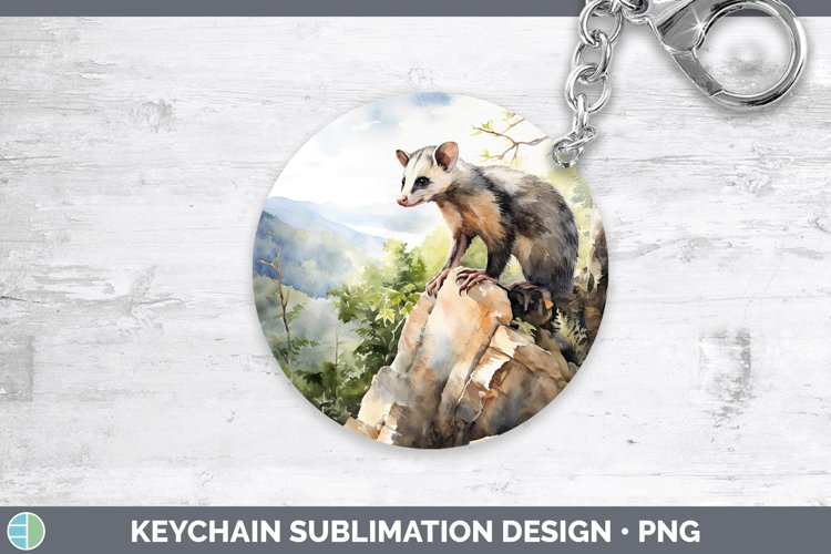 Woodland Animals Opossum Keychain Sublimation Keyring Design