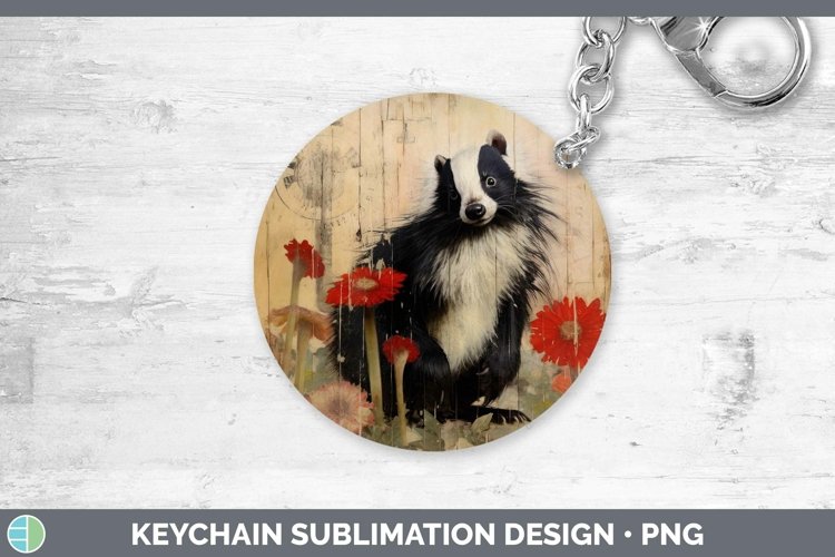 Woodland Animals Skunk Keychain Sublimation Keyring Designs