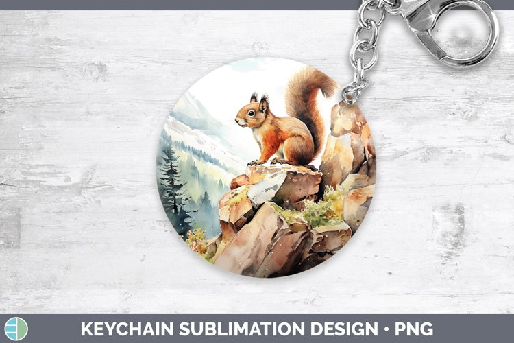 Woodland Animals Squirrel Keychain Sublimation Keyring Desig