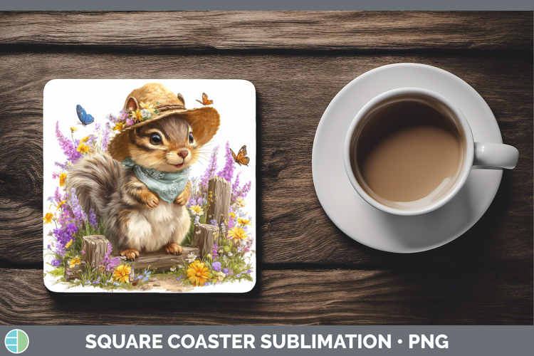 Squirrel Square Coaster Woodland Bandana Summer Sublimation