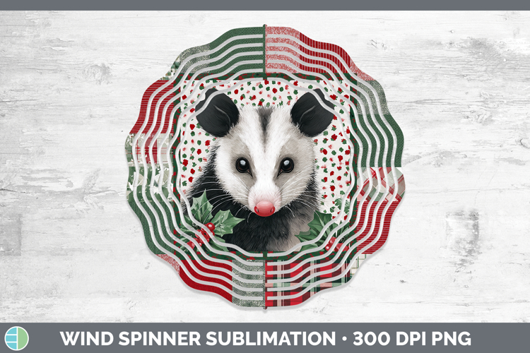 Opossum Woodland Christmas Quilt Wind Spinner Sublimation De