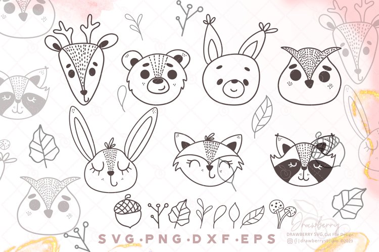 Woodland Animal svg bundle /cute baby animal faces SVG386
