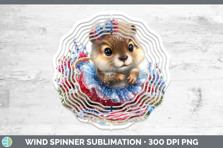 Woodland Fourth of July Beaver Wind Spinner Sublimation Spin