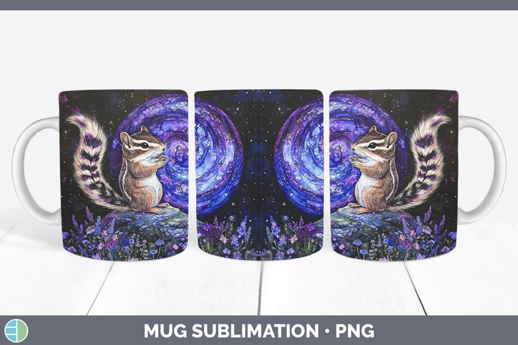 Woodland Galaxy Chipmunk Mug Wrap Sublimation Coffee Cup Des