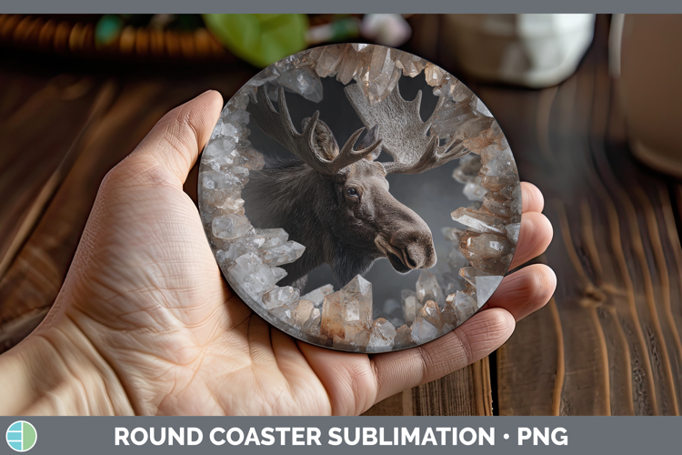 Woodland Geode Moose Round Coaster Sublimation Coaster Desig