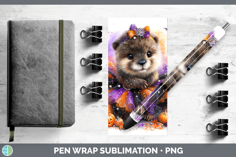 Woodland Halloween Beaver Pen Wrap Sublimation Pen Designs