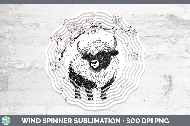 Woodland Sakura Musk Ox Wind Spinner Sublimation Spinner Des