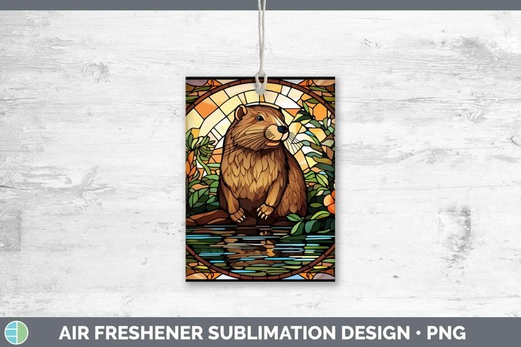 Woodland Stained Glass Beaver Air Freshener Sublimation Car