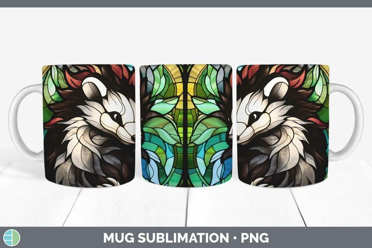 Woodland Stained Glass Skunk Mug Wrap Sublimation Coffee Cup