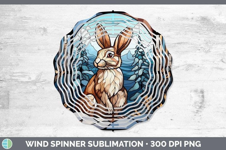 Woodland Stained Glass Snowshoe Hare Wind Spinner Sublimatio
