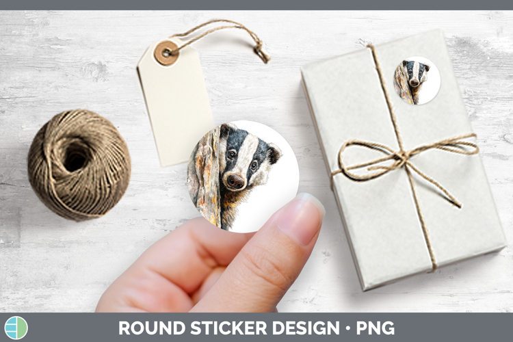 Badger Woodland Tree Peek Stickers Design