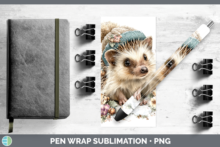 Porcupine Woodland Winter Knit Hat Pen Wrap Sublimation Desi